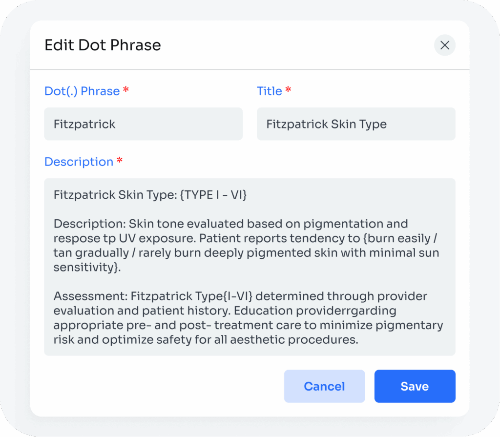 Clinical Documentation - Aesthetic Record EMR